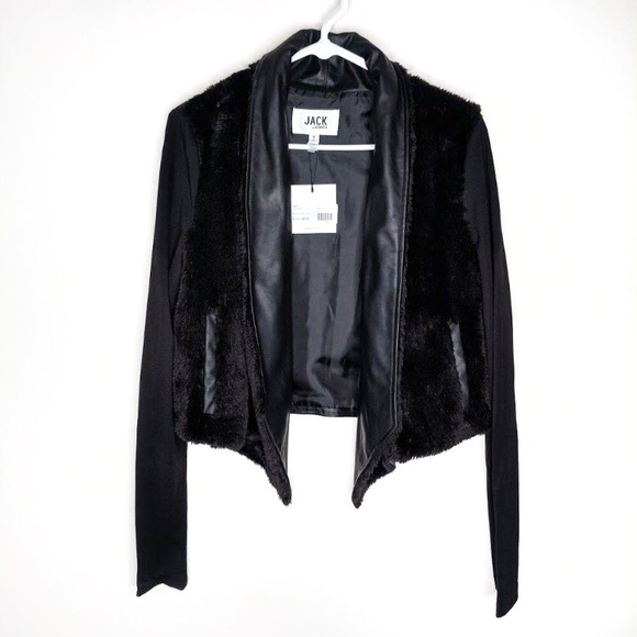 BB Dakota | Jackets & Coats | Nwt Bb Dakota Faux Fur Leather Drape Jacket Blazer | Poshmark